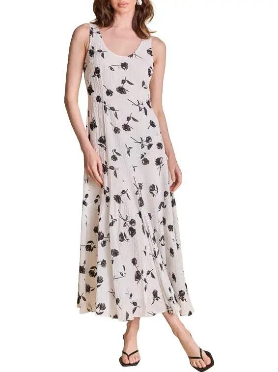 Endless Rose Floral Print Chiffon A-line Dress - White/ Black
