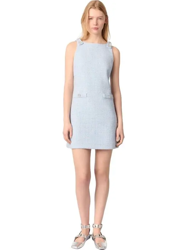 Maje Mini Tweed Shift Dress - Blue Sky
