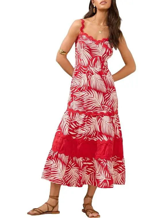 LIPSY Palm Print Tie Maxi Sundress - Red