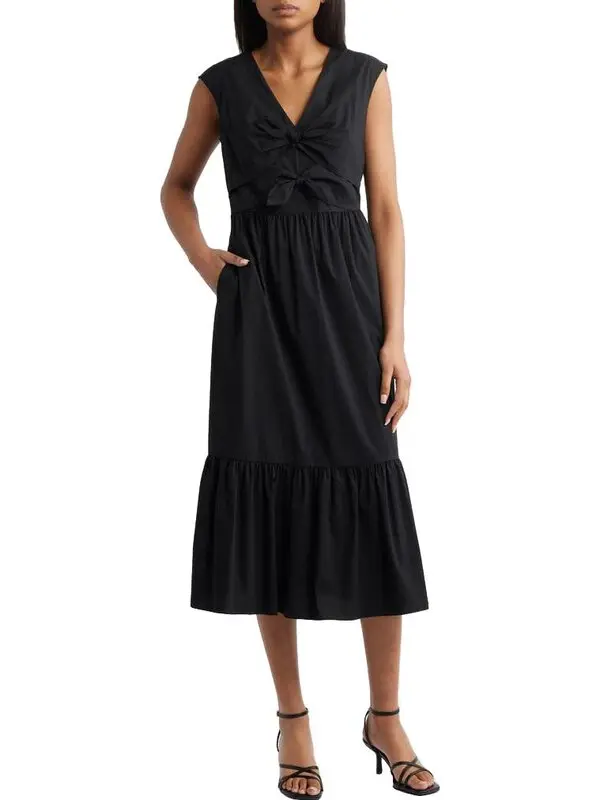 Anne Klein Bow Front Midi Dress - Anne Black