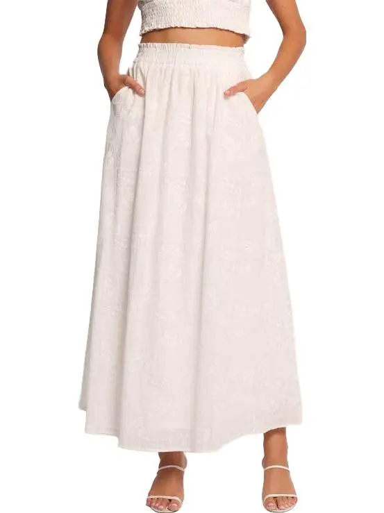 PETAL & PUP Embroidered Maxi Skirt - White