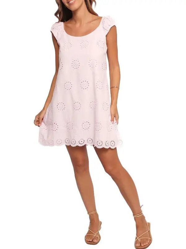 PETAL & PUP Pammy Eyelet Cotton Minidress - Pale Pink