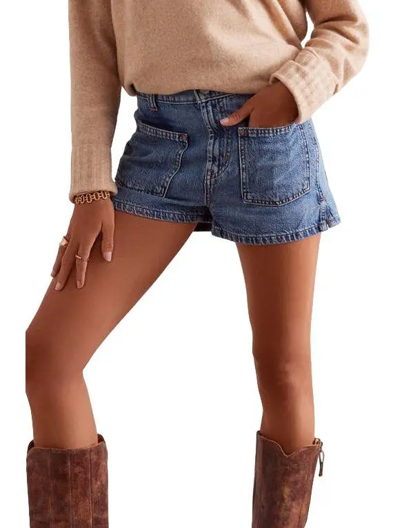 Free People Bettie Sailor Patch Pocket Denim Shorts - Vixen