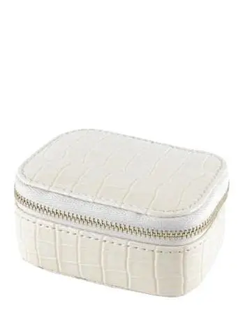 EMMA RAE Faux Leather Mini Jewelry Case - White