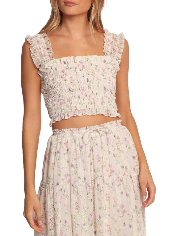 PETAL & PUP Embroidered Smocked Camisole - Pink Floral