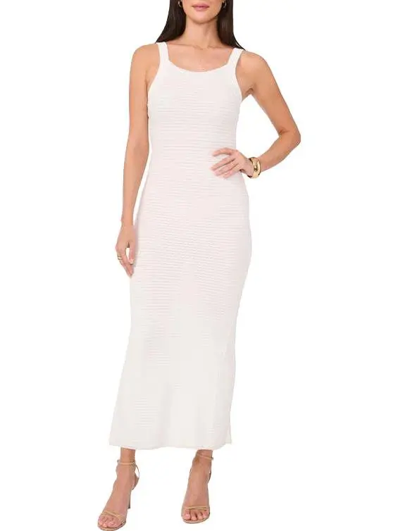 Vince Camuto Pointelle Sleeveless Maxi Sweater Dress - New Ivory