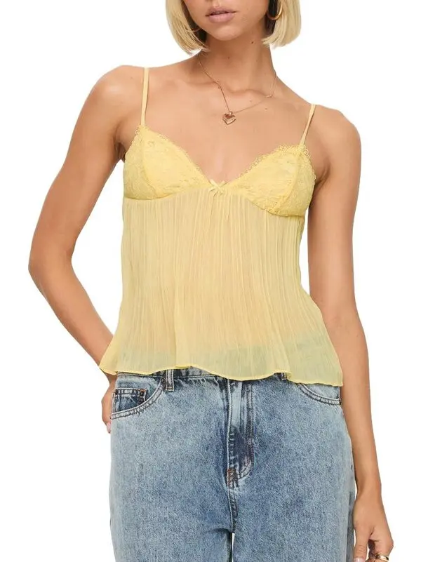 Princess Polly Lace Trim Semisheer Camisole - Yellow