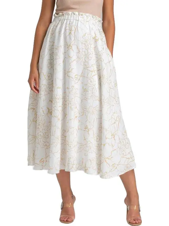 PIETRO BRUNELLI Floral Print Maternity Midi Skirt - White/brown