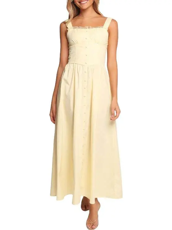 PETAL & PUP Bellus Lace Trim Sleeveless Maxi Dress - Yellow