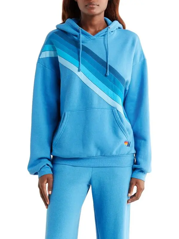 Aviator Nation Cross Stripe Hoodie - Cobalt/ Blue