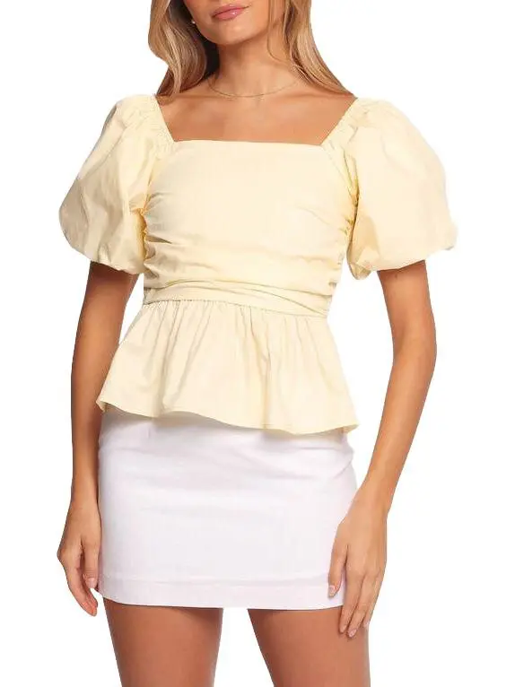 PETAL & PUP Puffed Sleeve Cotton Top - Butter Yellow