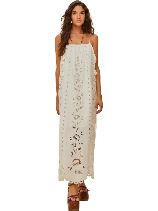 Farm Rio Richelieu Lenzing™ Ecovero™ Euroflax™ Maxi Dress - Off-white