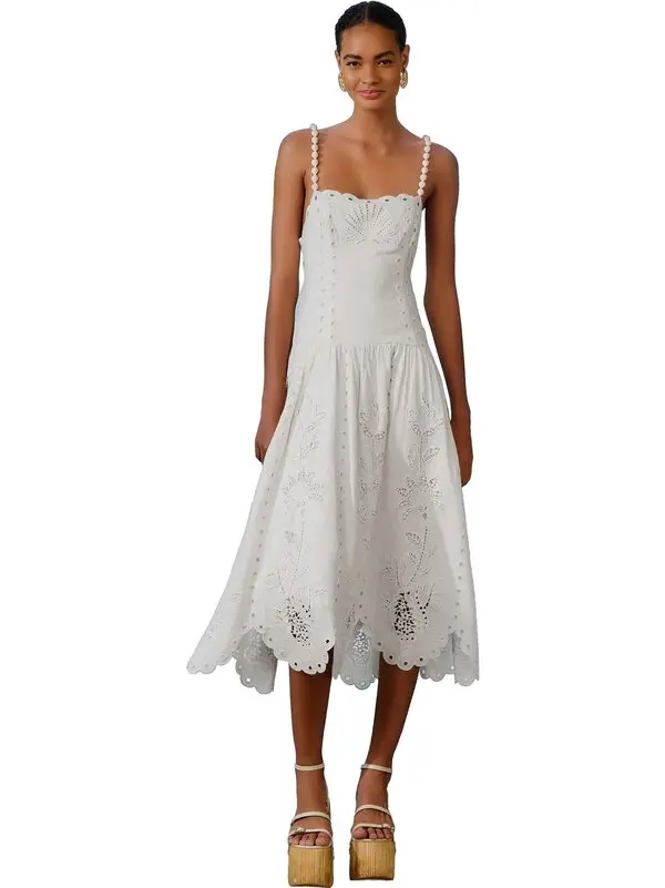 Farm Rio Richelieu Lenzing™ Ecovero™ Euroflax™ Midi Dress - Off-white