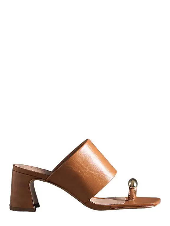 Anthropologie Toe-ring Block-heel Mules - Tan