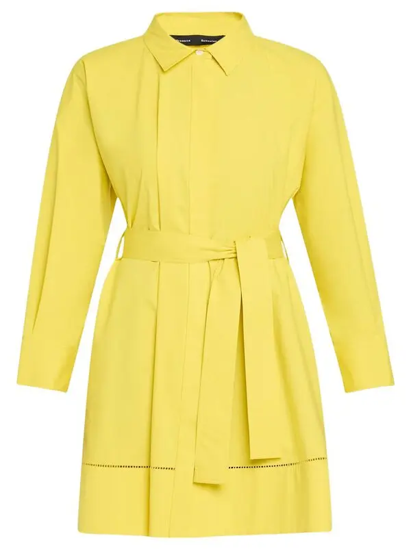 Proenza Schouler Sammy Belted Ladder Stitch Poplin Dress - Yellow