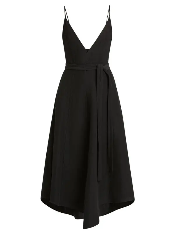 Proenza Schouler Elaine Belted Linen-blend Midi Dress - Black