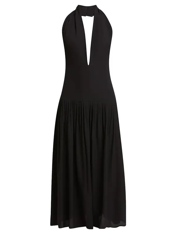Proenza Schouler Tala Halter Viscose Georgette Dress - Black