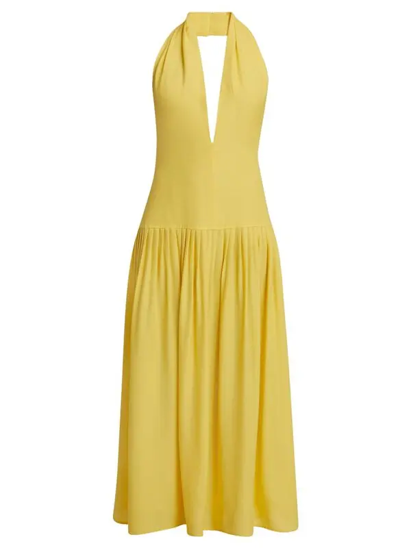 Proenza Schouler Tala Halter Viscose Georgette Dress - Lemon