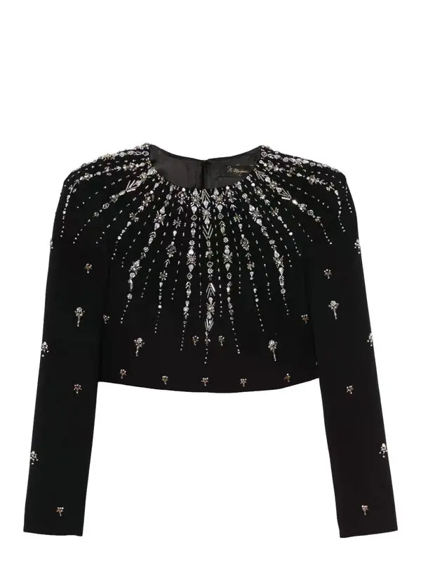 M.MARQUISE Franca Embellished Crop Top - Black