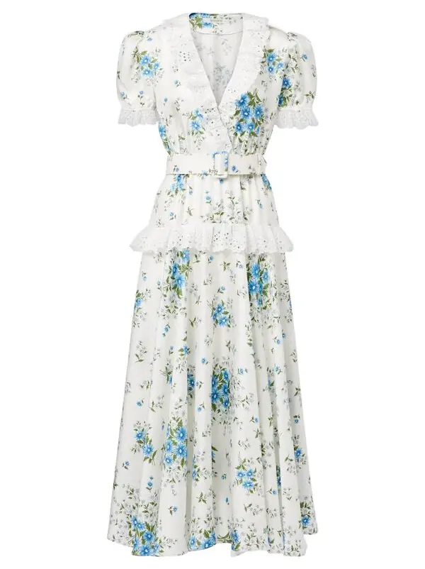 RODARTE Satin And Broderie Anglaise Maxi Dress - White