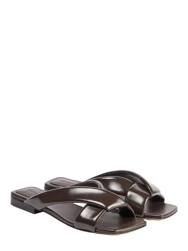 Bottega Veneta Riva Leather Sandals - Brown