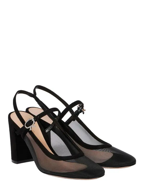 GIANVITO ROSSI Francoise 85 Leather Slingback Pumps - Black