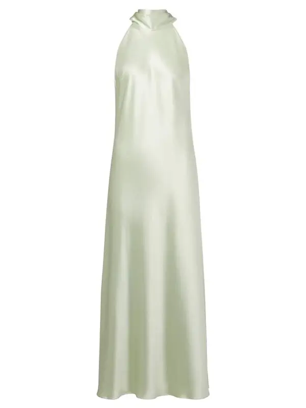 Galvan Sienna Scarf-detail Satin Maxi Dress - Green