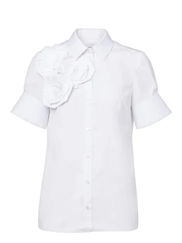 Erdem Floral-appliqué Cotton Shirt - White
