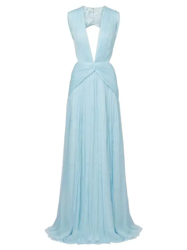 Costarellos Silk Chiffon Gown - Blue