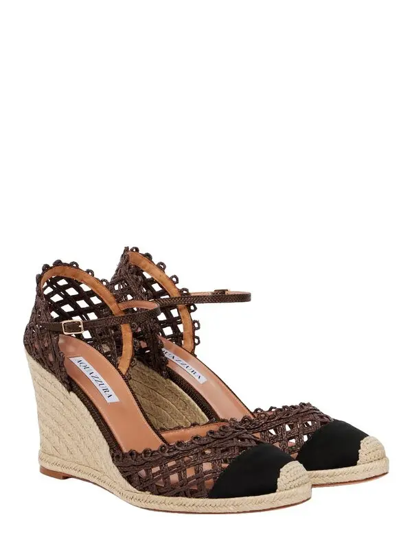 AQUAZZURA Sunburst 100 Espadrille Wedges - Brown