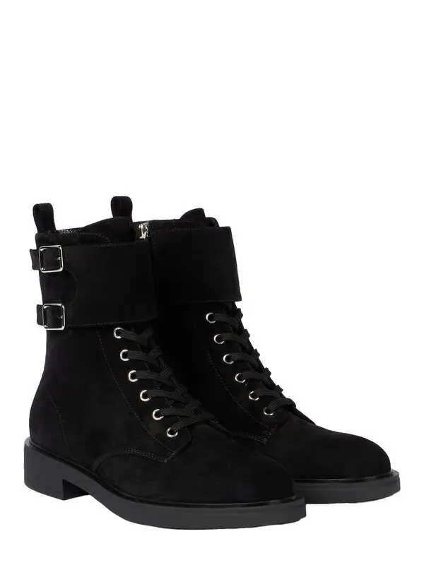 GIANVITO ROSSI Suede Combat Boots - Black