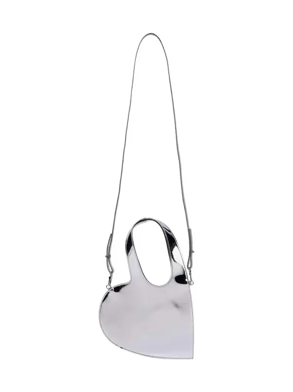 Coperni Heart Mirrored Leather Crossbody Bag - Silver