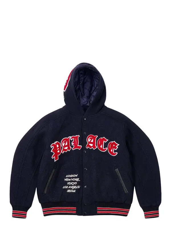 PALACE Hooded Varsity Jacket - Blue