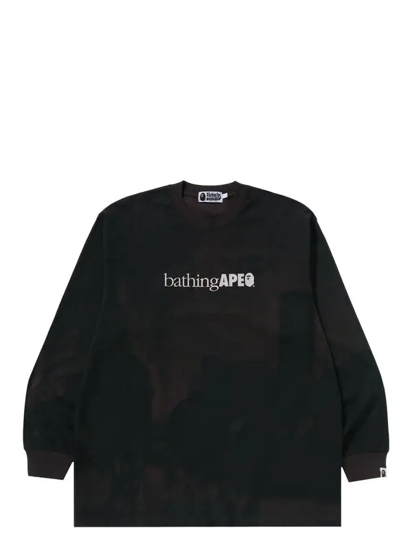 A BATHING APE Overprint Logo Relaxed Fit Long-sleeve Tee - Black