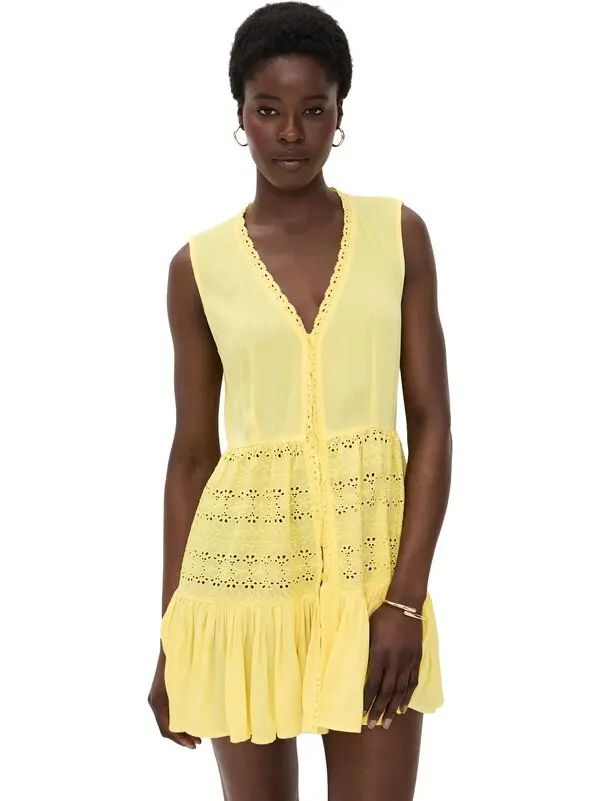 Playa Lucila Eyelet Mini Dress - Butter Yellow