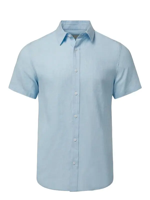 Onia Standard Short Sleeve Linen Shirt - Cool Blue