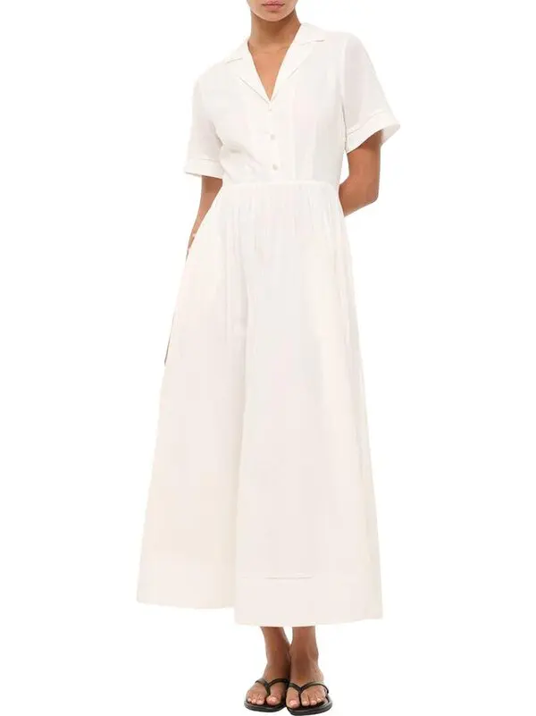 Staud Meryl Cotton Maxi Shirtdress - White