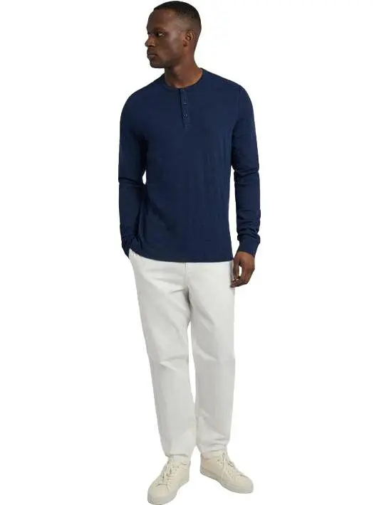 Onia Long Sleeve Slub Henley - Deep Navy
