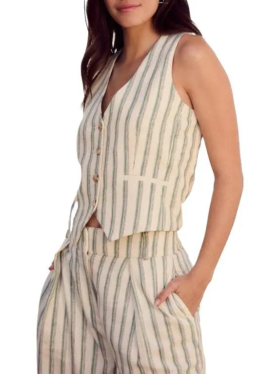 NEXT Striped Linen-blend Vest - White