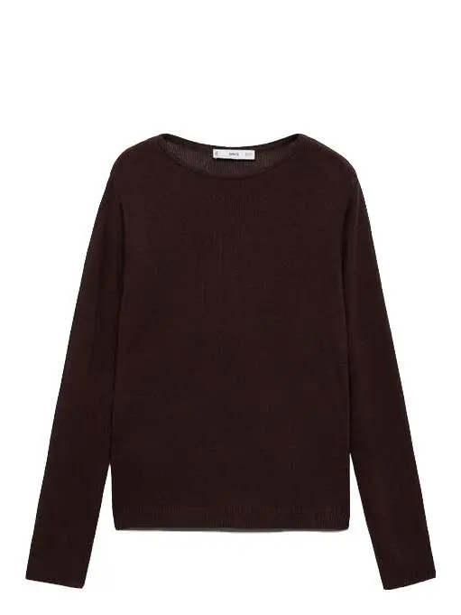 Mango Boat Neck Long Sleeve Sweater - Chocolate