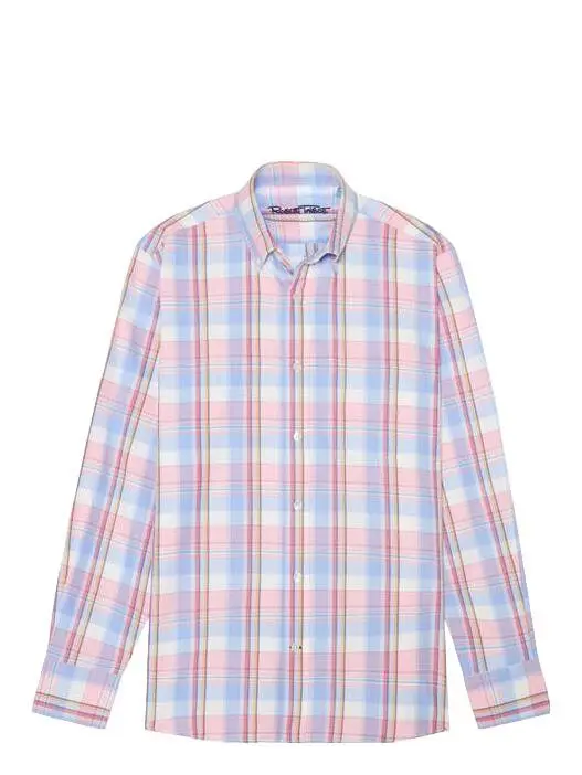 Robert Talbott Harrison Button Down Multicolor Plaid Oxford Shirt - Pink Multi