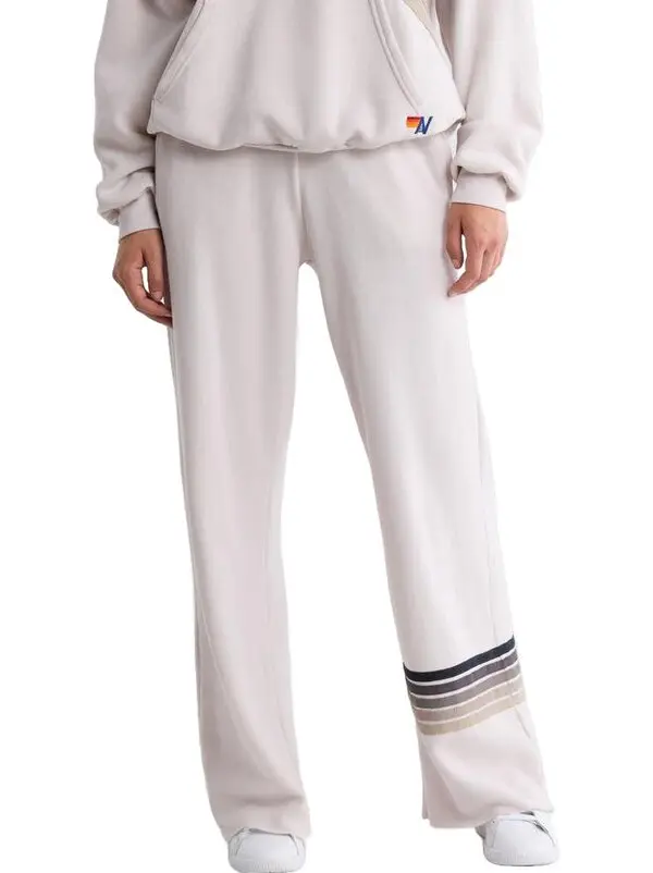 Aviator Nation Rugby Stitch Wide Leg Sweatpants - Dove