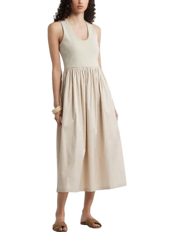 Nordstrom Mixed Media Tank Maxi Dress - Beige Scroll