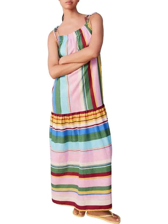 NEXT Stripe Tie Strap Maxi Sundress - Pink