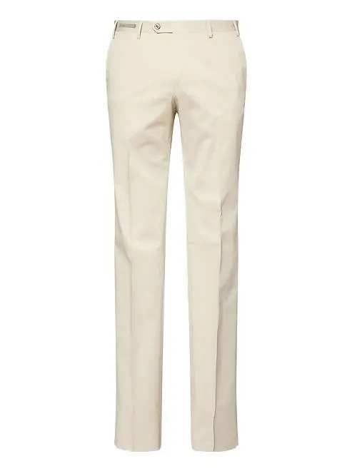Corneliani Slim-leg Mid-rise Stretch-cotton Trousers - Natural White