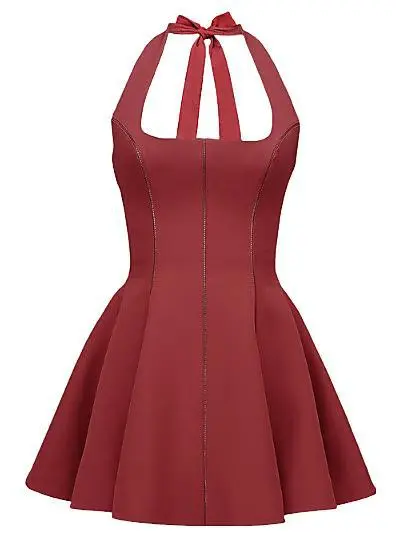 House Of Cb Loulette Halter-neck Bow-embellished Mini Dress - Red