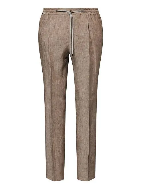 Corneliani Straight-leg Linen Trousers - Natural / Beige 033