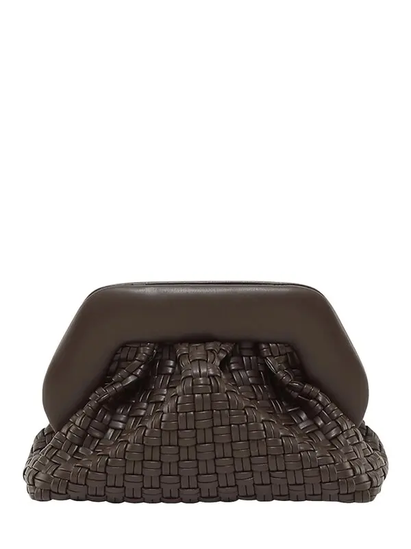 THEMOIRE Tia Micro Woven Vegan Fabric Clutch - Tia Micro Weaved Ebony