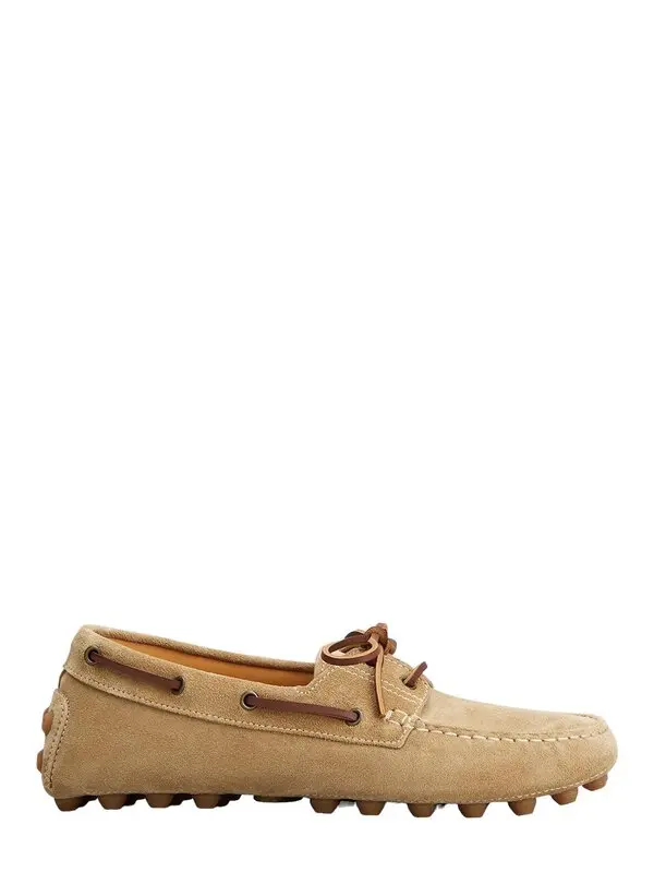 TOD'S Gommino Bubble Suede Boat Shoes - Light Beig