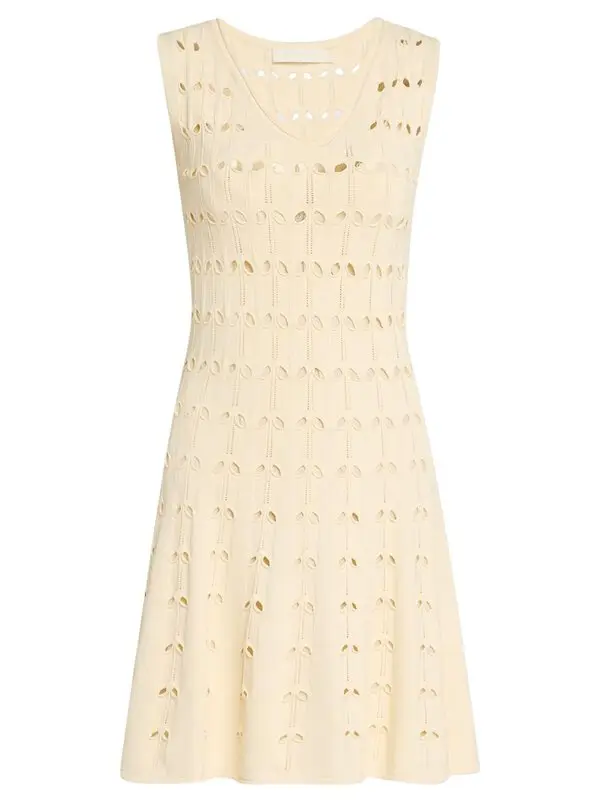Zimmermann Rhiannon Pointelle Knit Mini Dress - Cream
